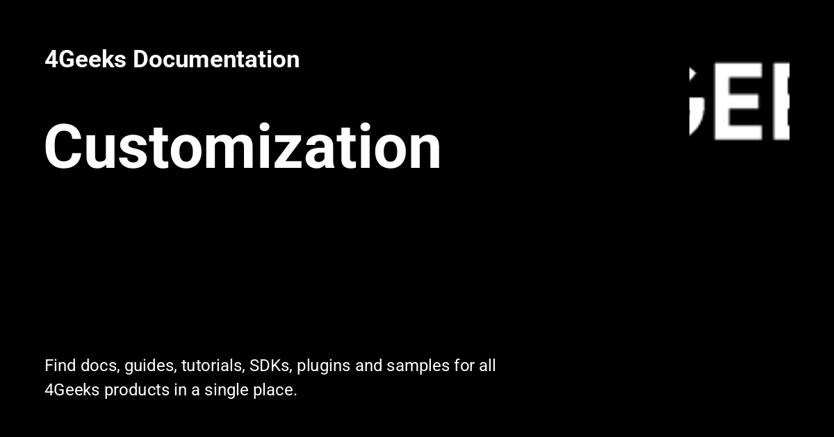 Customization - 4Geeks Documentation