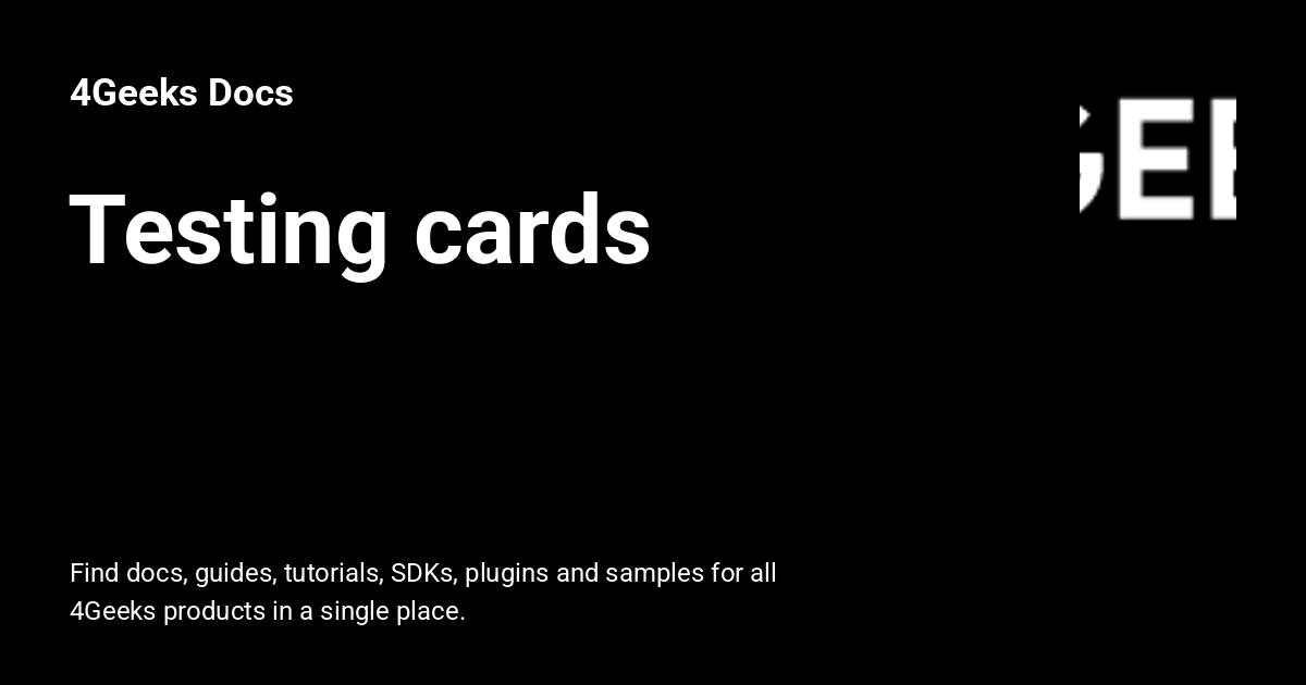 Testing cards - 4Geeks Docs