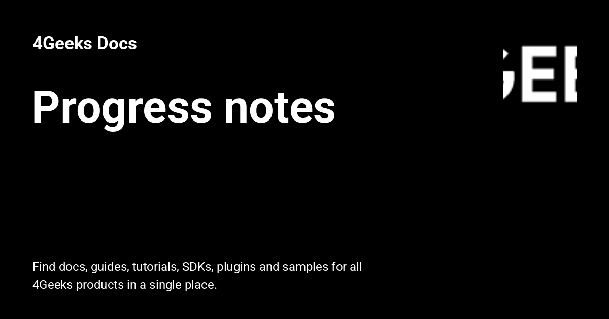 Progress notes - 4Geeks Docs